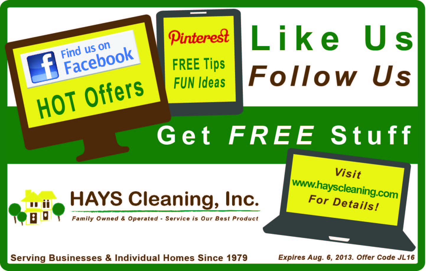 Like Us – Follow Us – Get Free Stuff!HAYS Cleaning, Inc.